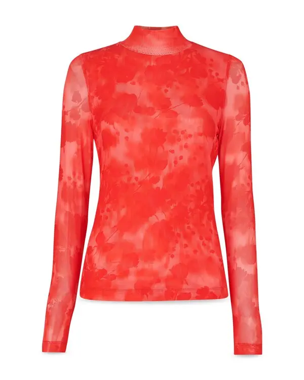 Whistles Blurred Blooms Mesh Top