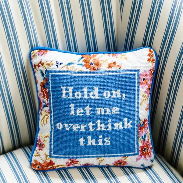 FURBISH Overthink Needlepoint Pillow, 11 X 11