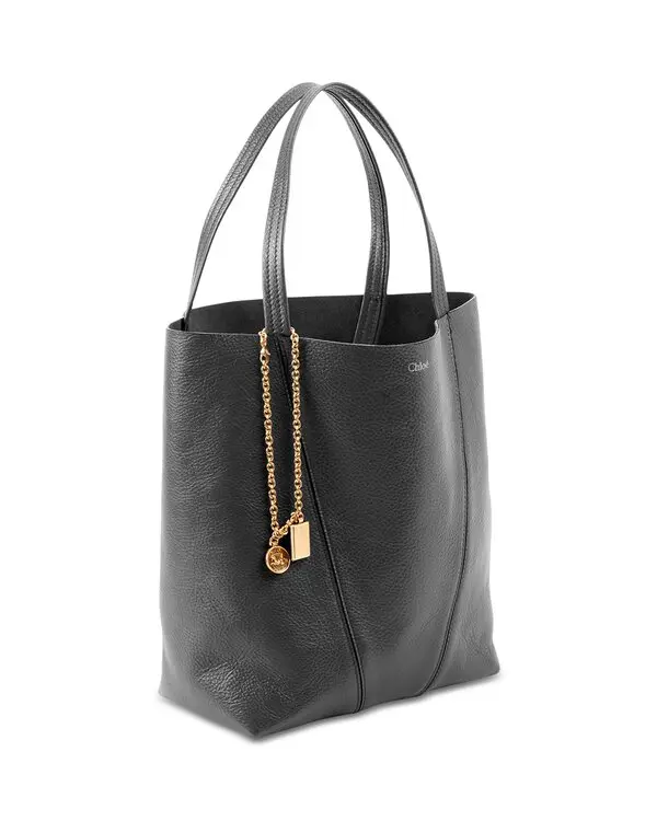 Chloé Medium Spin Leather Tote - Black Leather