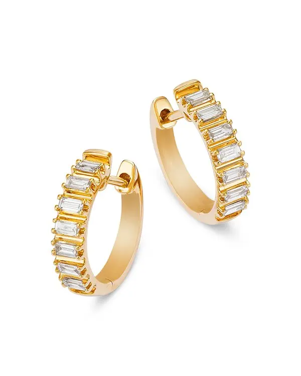 Bloomingdale'S Diamond Baguette Huggie Hoop Earrings - Gold
