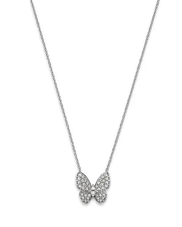 Bloomingdale'S Diamond Pave Butterfly Pendant Necklace - White