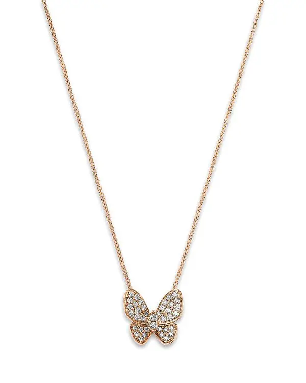 Bloomingdale'S Diamond Butterfly Pendant Necklace - Pink