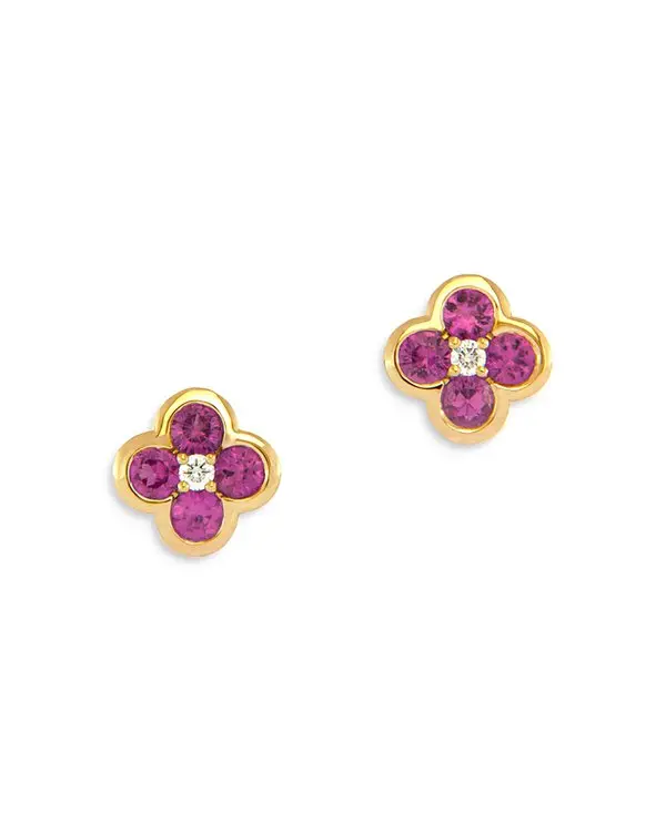 Bloomingdale'S Pink Sapphire And Diamond Earrings - Pink/gold