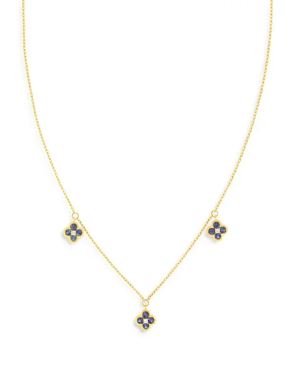 Bloomingdale'S Sapphire & Diamond Clover Necklace - Sapphire/gold