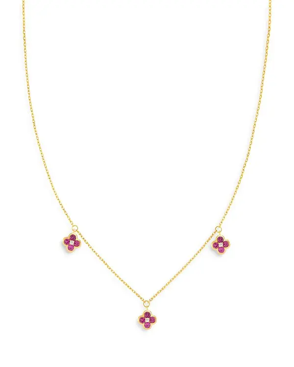 Bloomingdale'S Pink Sapphire And Diamond Clover Necklace - Pink Sapphire/gold