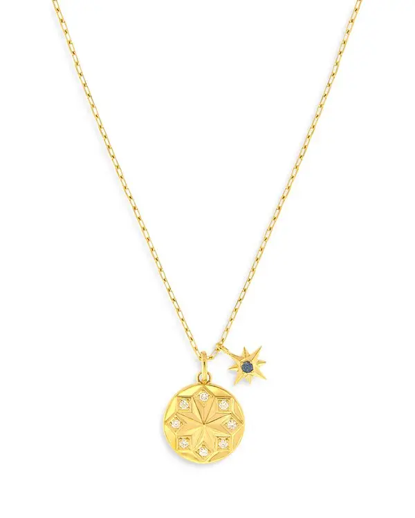 Bloomingdale'S Sapphire And Diamond Starburst Pendant Necklace - Blue/gold