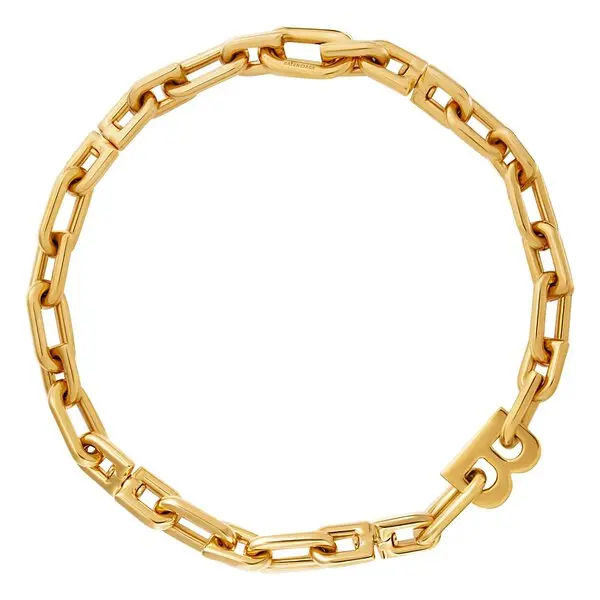 Balenciaga B Chain Thin Necklace - Gold