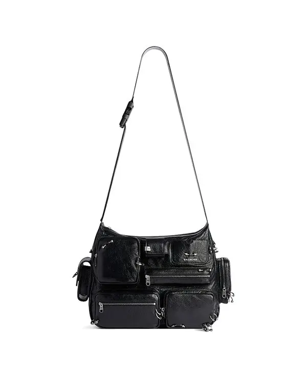 Balenciaga Superbusy Messenger Bag With Piercings - Black