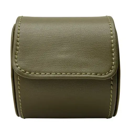 Wolf Single Watch Roll In Apple Leather - Olive