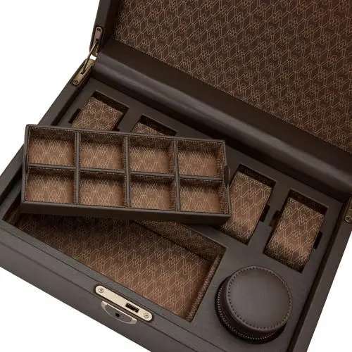 Wolf Earth 5 Piece Watch Box With Storage - Coffee