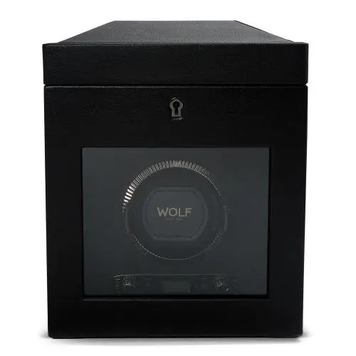 Wolf British Racing Single Watch Winder With Storage - Black