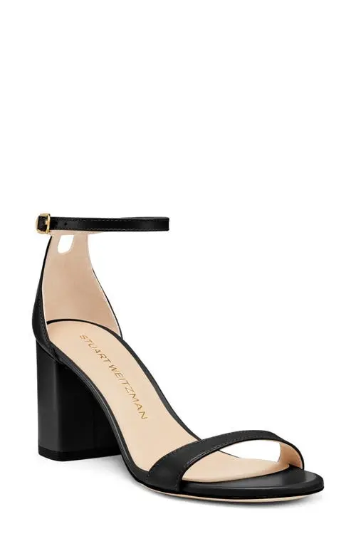 STUART WEITZMAN Nudist Block 75 Sandal - Black
