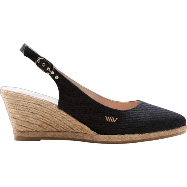 VISCATA Palomera Canvas Espadrille Wedges - Medium Black