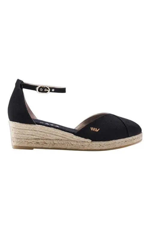 VISCATA Formiga Canvas Espadrille Wedges - Black
