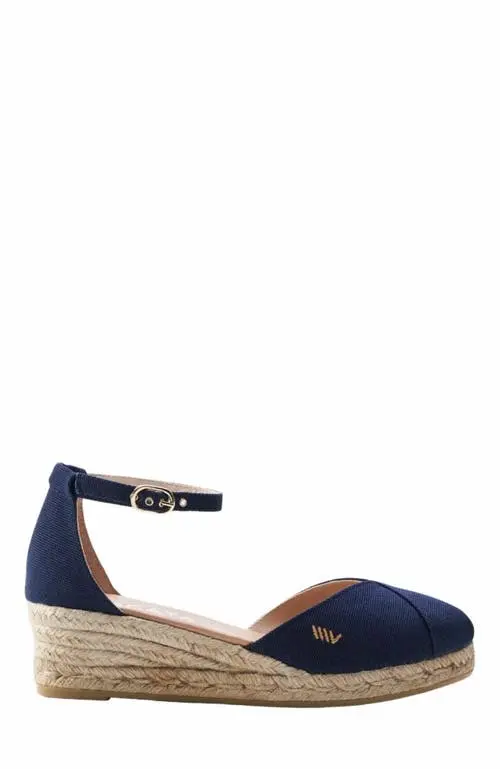 VISCATA Formiga Canvas Espadrille Wedges - Navy Blue