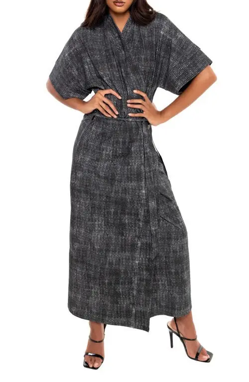 Dai Moda Wide Sleeve Wrap Dress - Charcoal | Editorialist