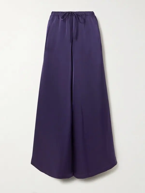 LESET Barb Satin Wide-leg Pants - Blue