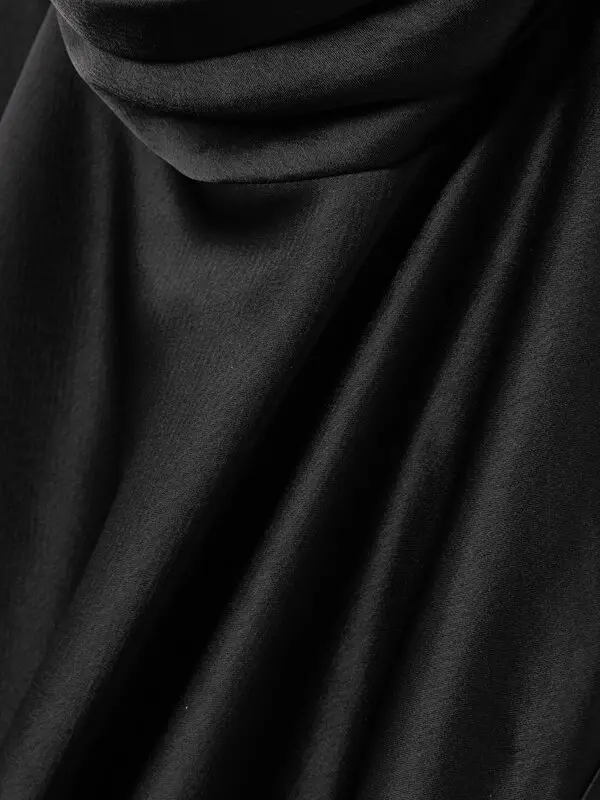 LESET Barb Draped Satin Blouse - Black
