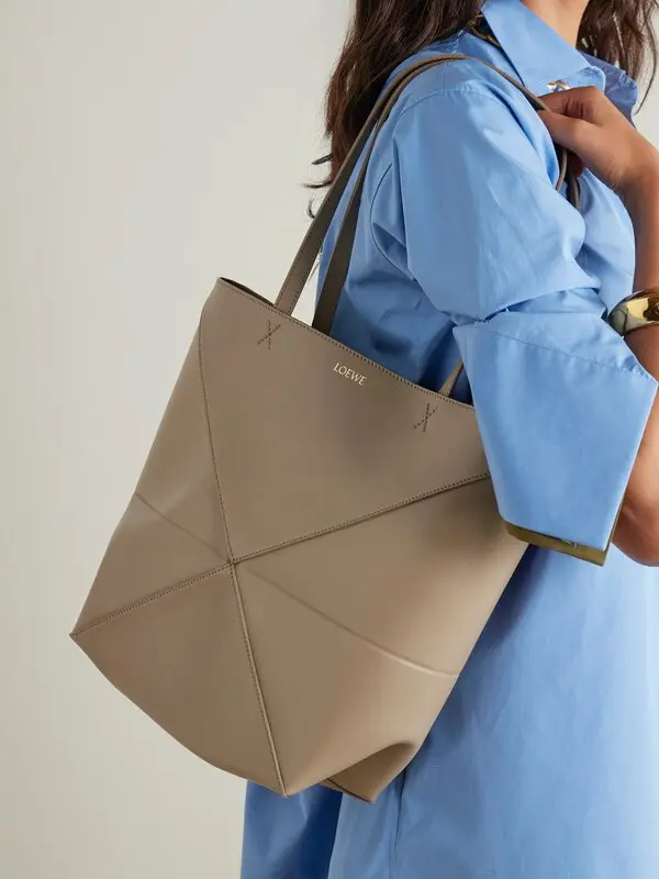 Loewe Puzzle Fold Medium Leather Tote - Neutrals