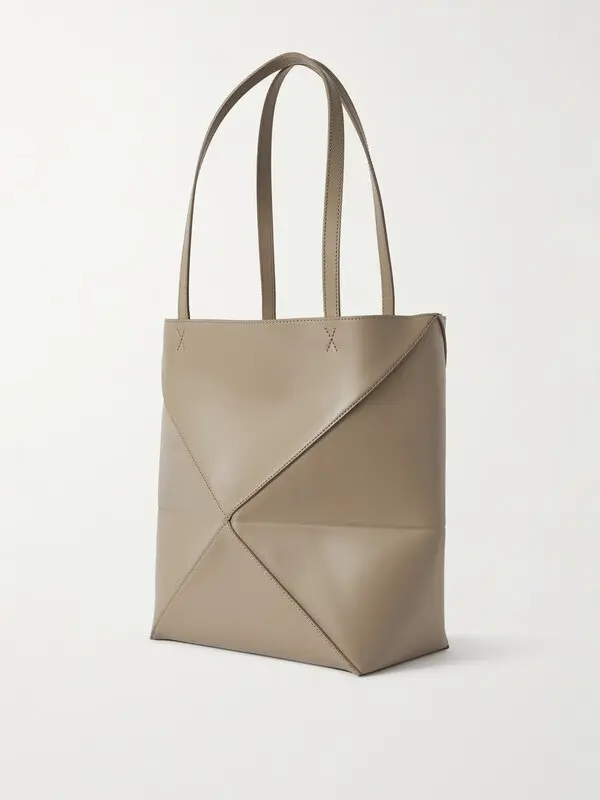 Loewe Puzzle Fold Medium Leather Tote - Neutrals