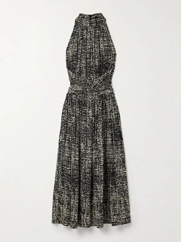 Proenza Schouler Lola Twist-front Pleated Printed Maxi Dress - Black