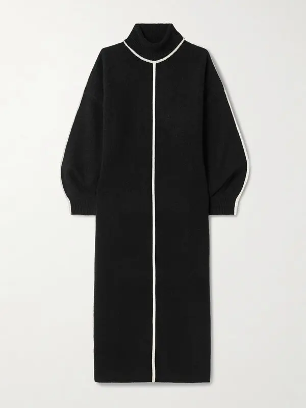 Staud Apres Knitted Turtleneck Midi Dress