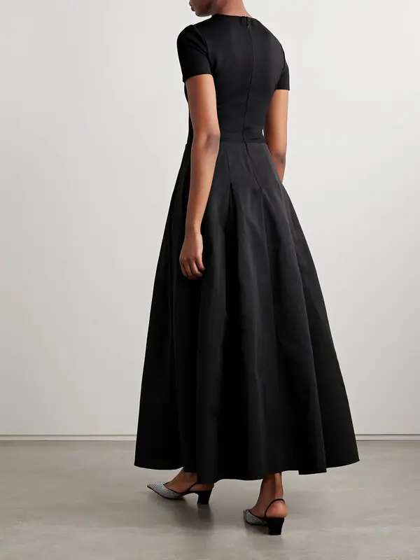 Staud Hopper Stretch-jersey And Pleated Faille Maxi Dress