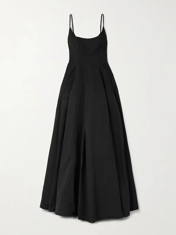 Staud Joy Pleated Cotton-blend Faille Maxi Dress