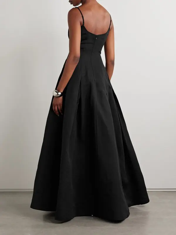 Staud Joy Pleated Cotton-blend Faille Maxi Dress