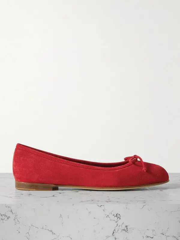 Manolo Blahnik Veralli Suede Ballet Flats - Red