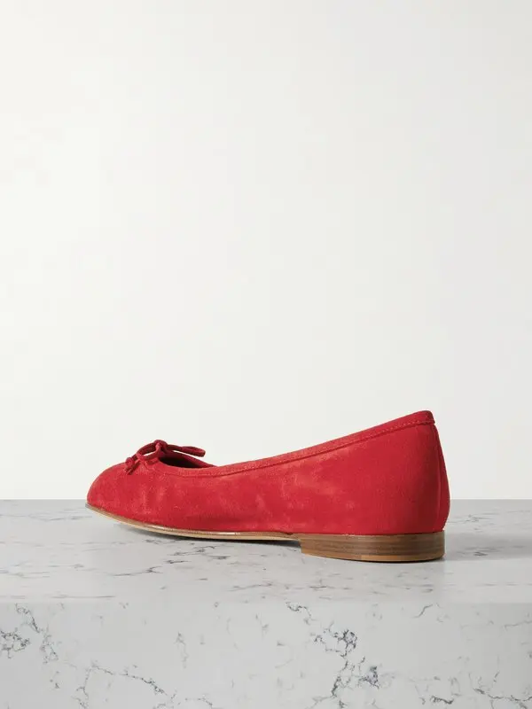 Manolo Blahnik Veralli Suede Ballet Flats - Red