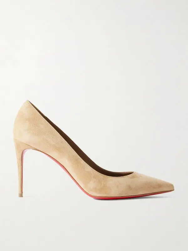CHRISTIAN LOUBOUTIN Kate 85 Suede Point-toe Pumps - Neutrals