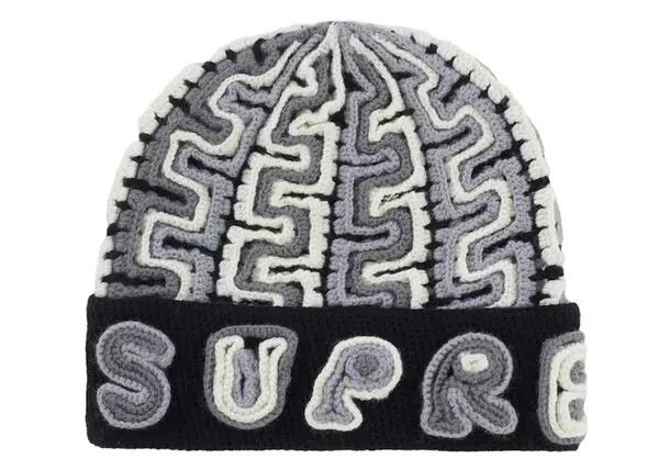 Supreme Yarn Applique Beanie - Black