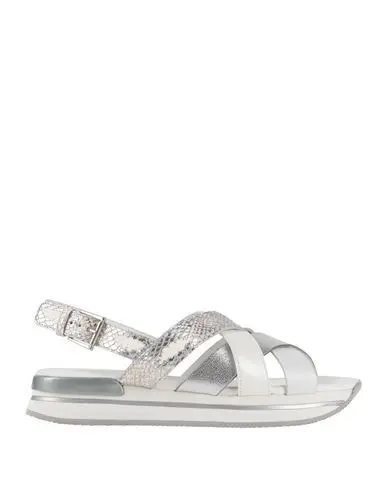 Hogan Leather Flatform Sandals - White
