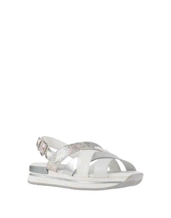 Hogan Leather Flatform Sandals - White