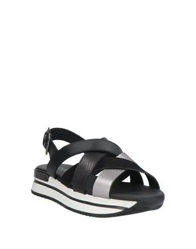 Hogan Leather Ankle Strap Sandals - Black