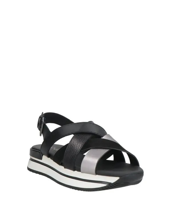 Hogan Leather Ankle Strap Sandals - Black