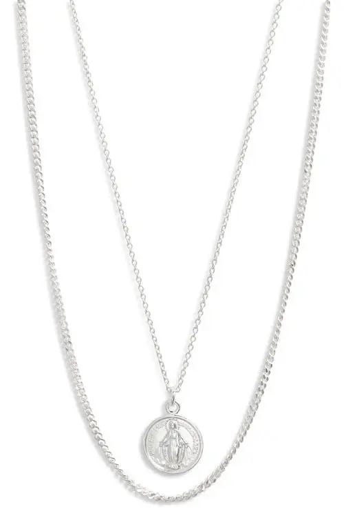 Argento Vivo Virgin Mary Layered Pendant Necklace - Silver