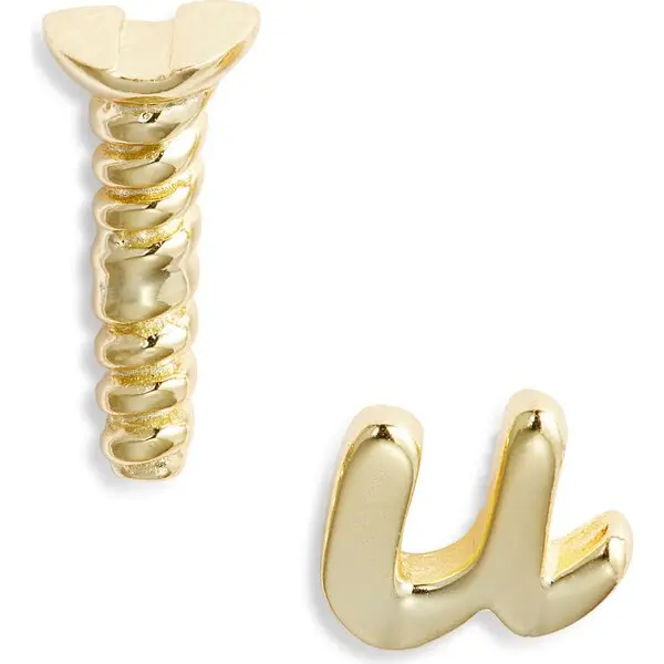 Argento Vivo Screw U Stud Earrings - Gold