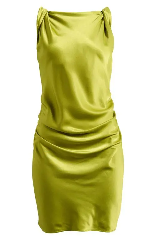 Topshop Twist Shoulder Satin Mini Dress In Light Green - 45% Off |  Editorialist