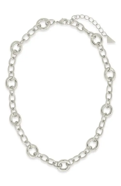 Sterling Forever Carter Round Link Statement Necklace - Silver