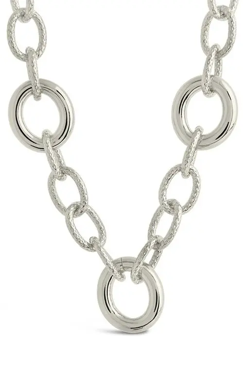 Sterling Forever Carter Round Link Statement Necklace - Silver