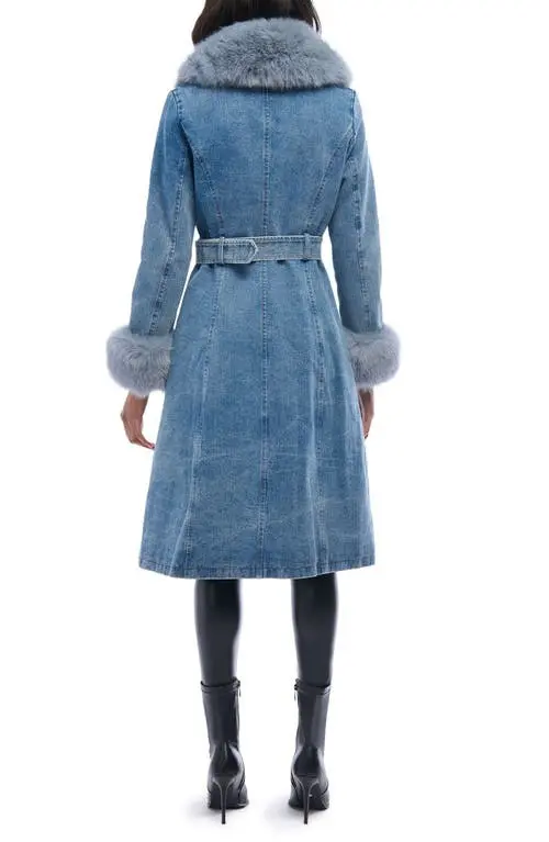AZALEA WANG Kaya Denim Jacket With Faux Fur Trim