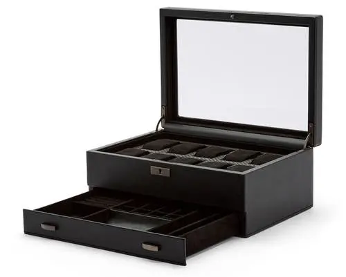 Wolf Axis 10 Piece Watch Box With Drawer - Powder Coat