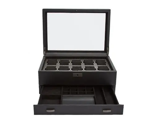 Wolf Axis 10 Piece Watch Box With Drawer - Powder Coat