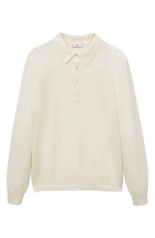 Mango Cashmere Polo Sweater - Ecru