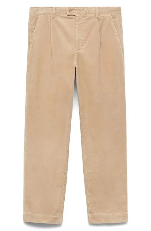 Mango Straight Leg Corduroy Pants - Beige