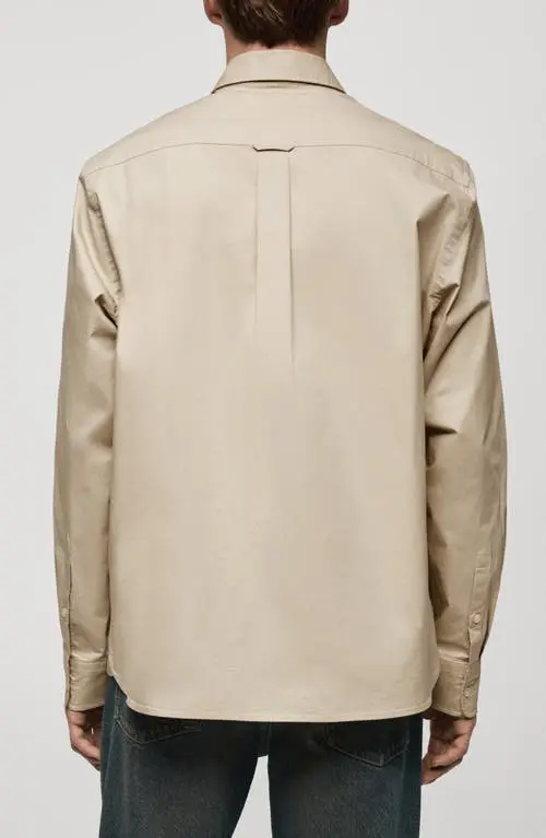 Mango Regular Fit Stretch Cotton Button-down Shirt - Beige