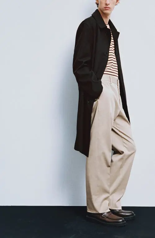 Mango Regular Fit Straight Leg Tencel® & Cotton Trousers - Medium Brown