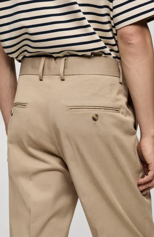 Mango Regular Fit Straight Leg Tencel® & Cotton Trousers - Medium Brown
